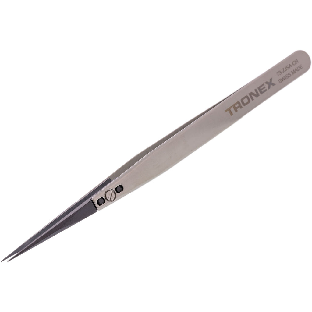 Tweezers - Tronex 73 SS W/ Replaceable Ceramic Tip, Straight Fine Pointed Tip